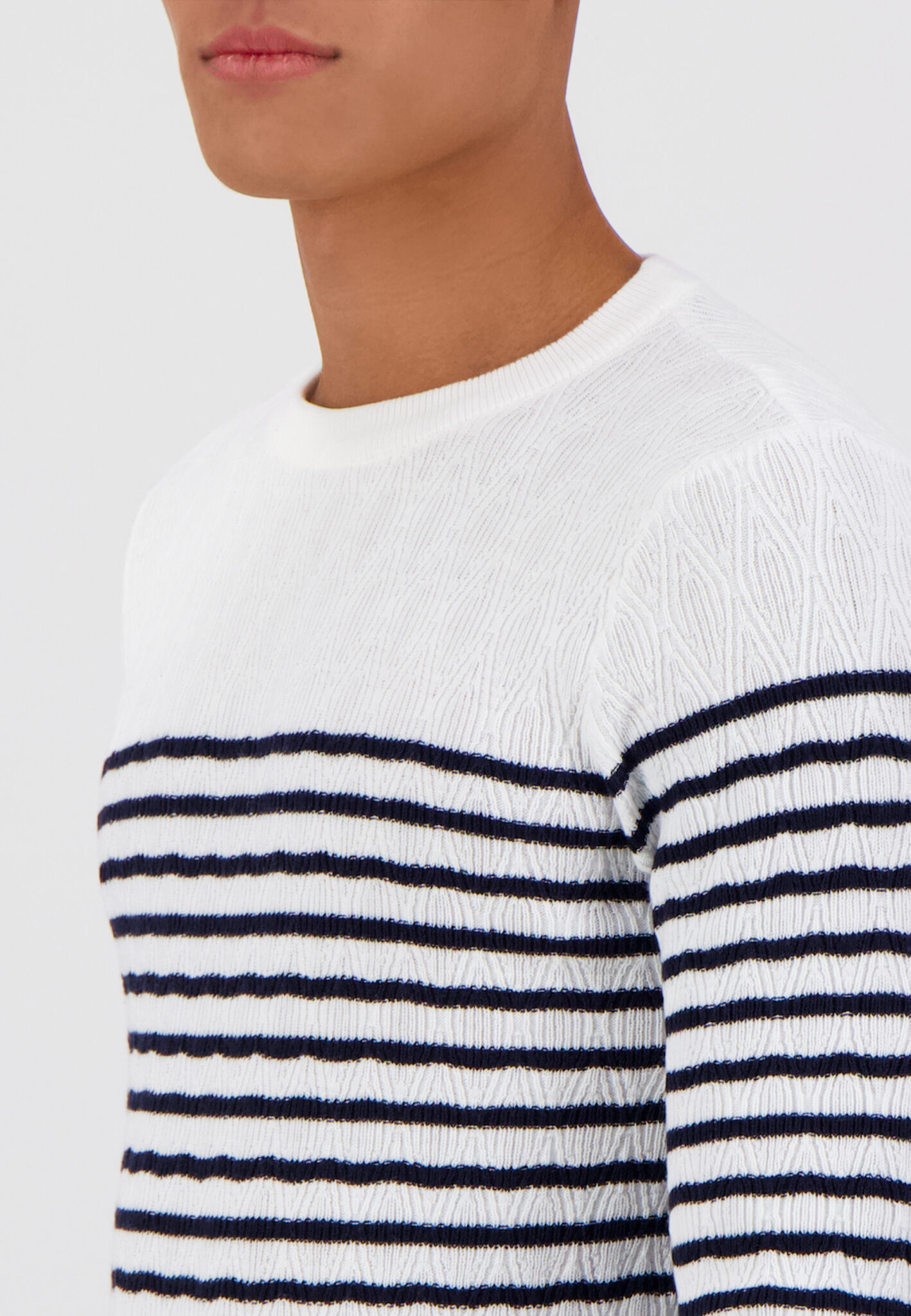 PULL MARIN BLANC NAVY - Pierre Talamon