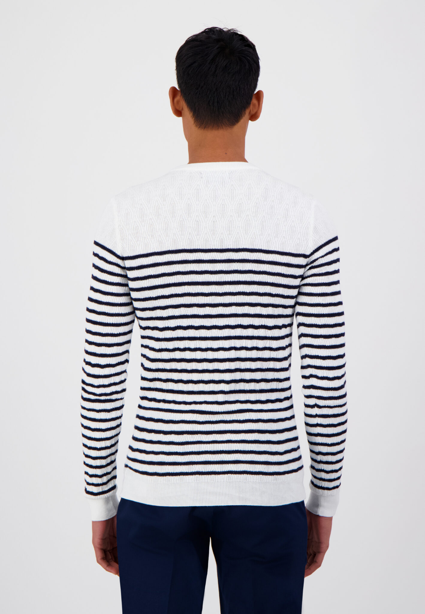 PULL MARIN BLANC NAVY - Pierre Talamon