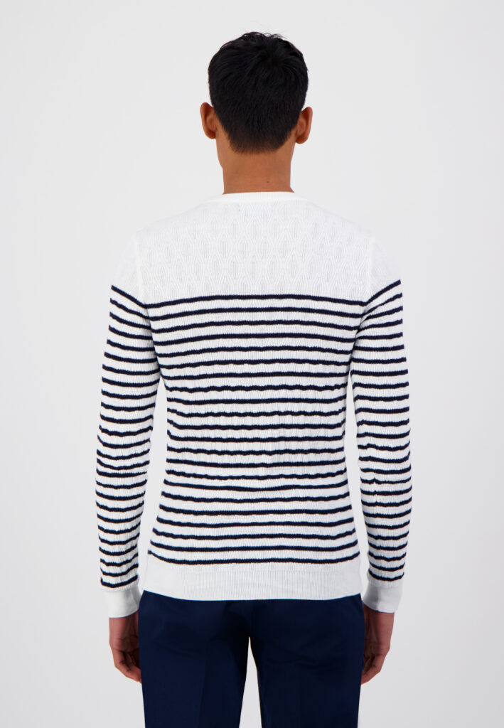 PULL MARIN BLANC NAVY - Pierre Talamon